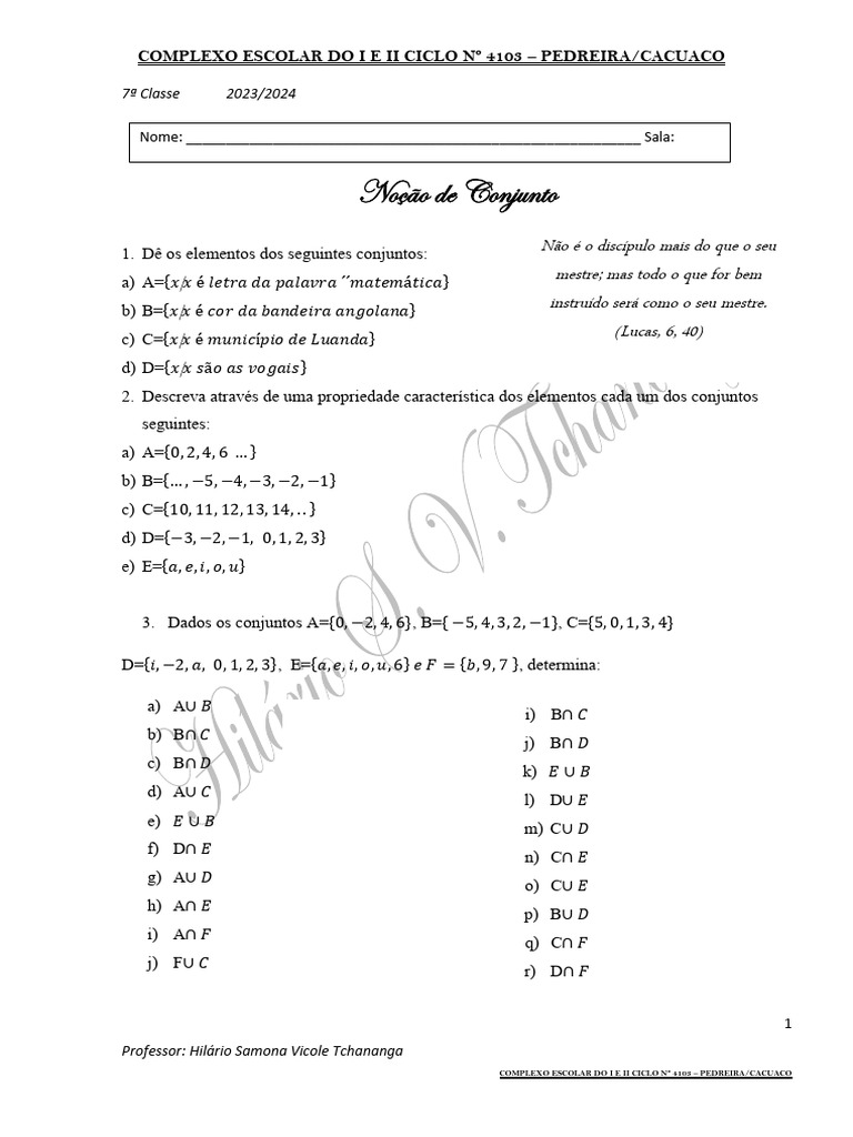 Exercícios de Matemática Complexo 4103 | PDF | Tempo