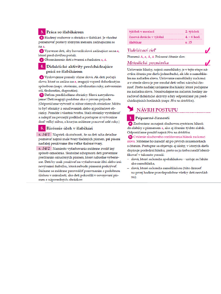 Didaktické Aktivity So Slovami Obsahujúcimi Písmeno A | PDF