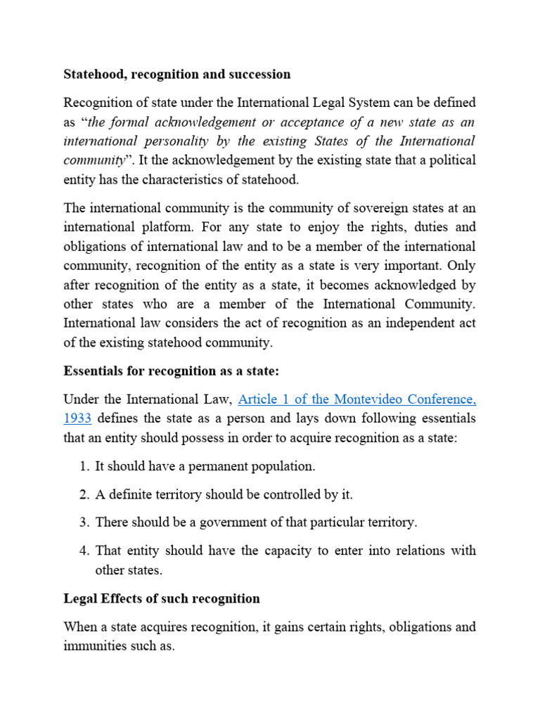 State Recognition | PDF | Sovereign State | Government