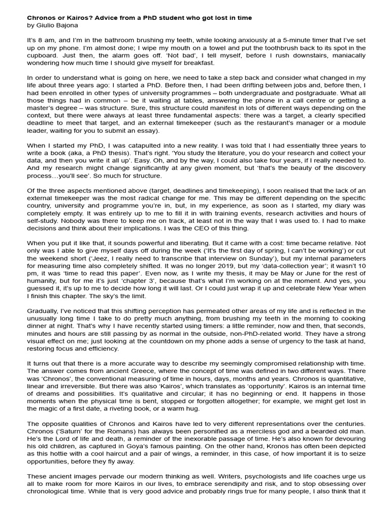 Chronos or Kairos FCE | PDF