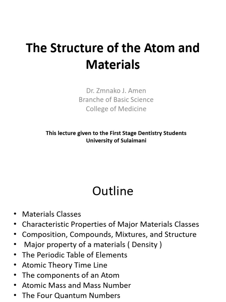 2024 - Structure of The Atom and Materials | PDF | Chemical Elements ...