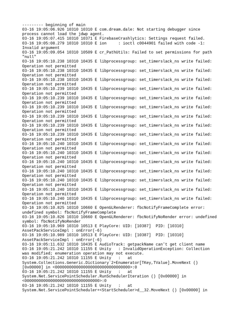Android App Error Log Analysis | PDF | Logging | Callback (Computer Programming)