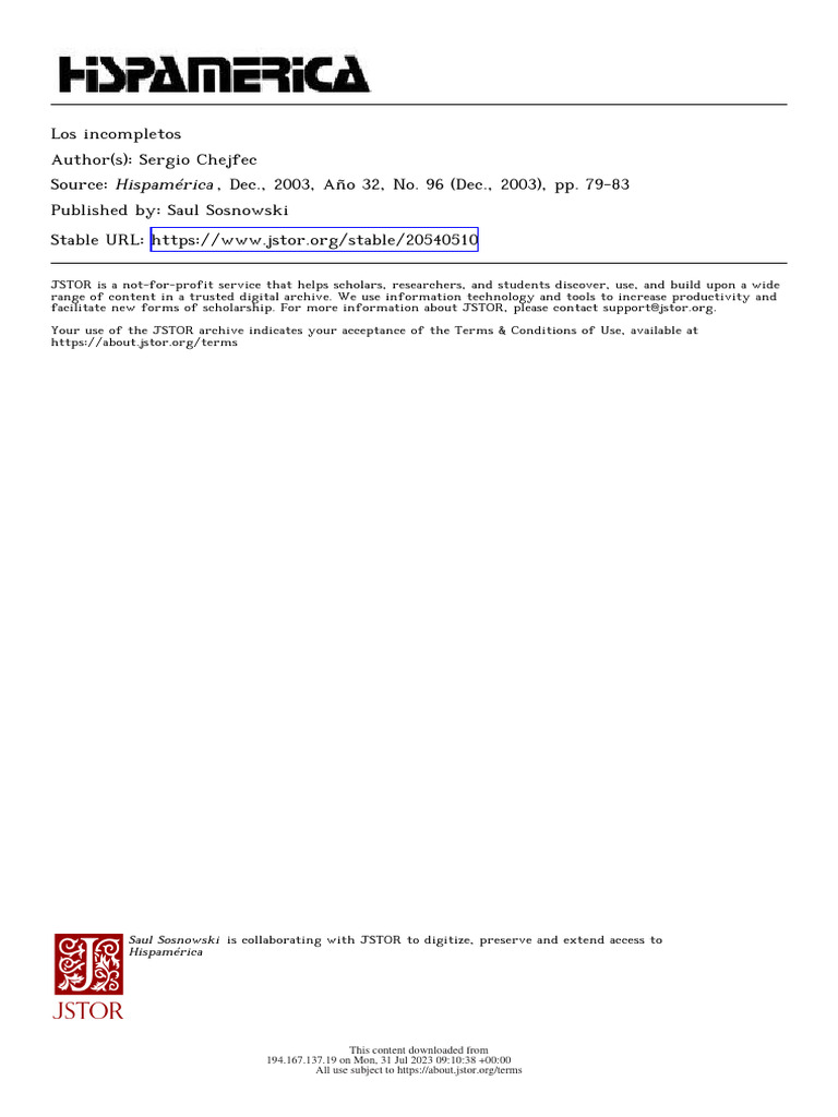 Chejfec Losincompletos 2003 | PDF | Elementos arquitectónicos | Diseño ...