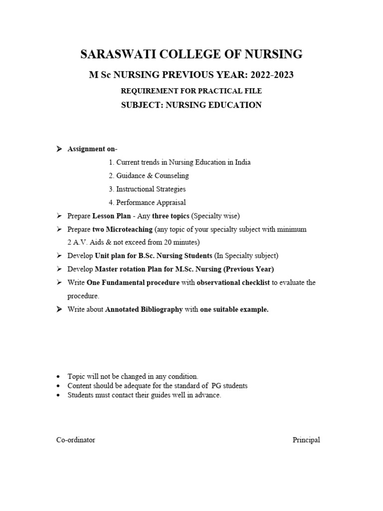 Nursing Education Practical File Pdf