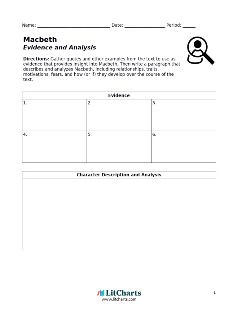 Character Analysis Organizers | PDF | Macbeth | Shakespearean Tragedies