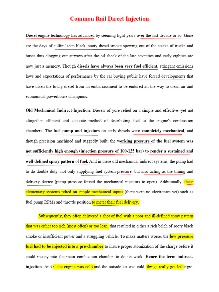 Common Rail Direct Injection Explained | PDF | Diesel Engine | Fuel ...