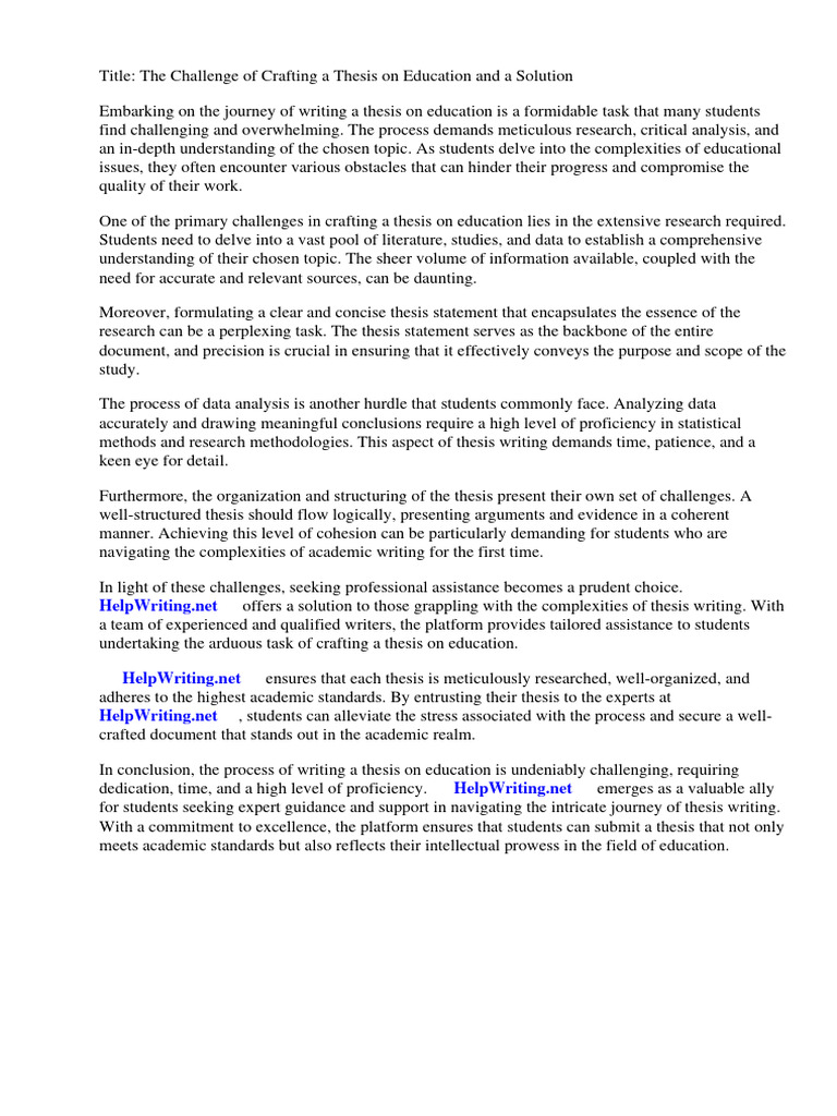 Sample Thesis Title About Education | PDF | Thesis | Apa Style