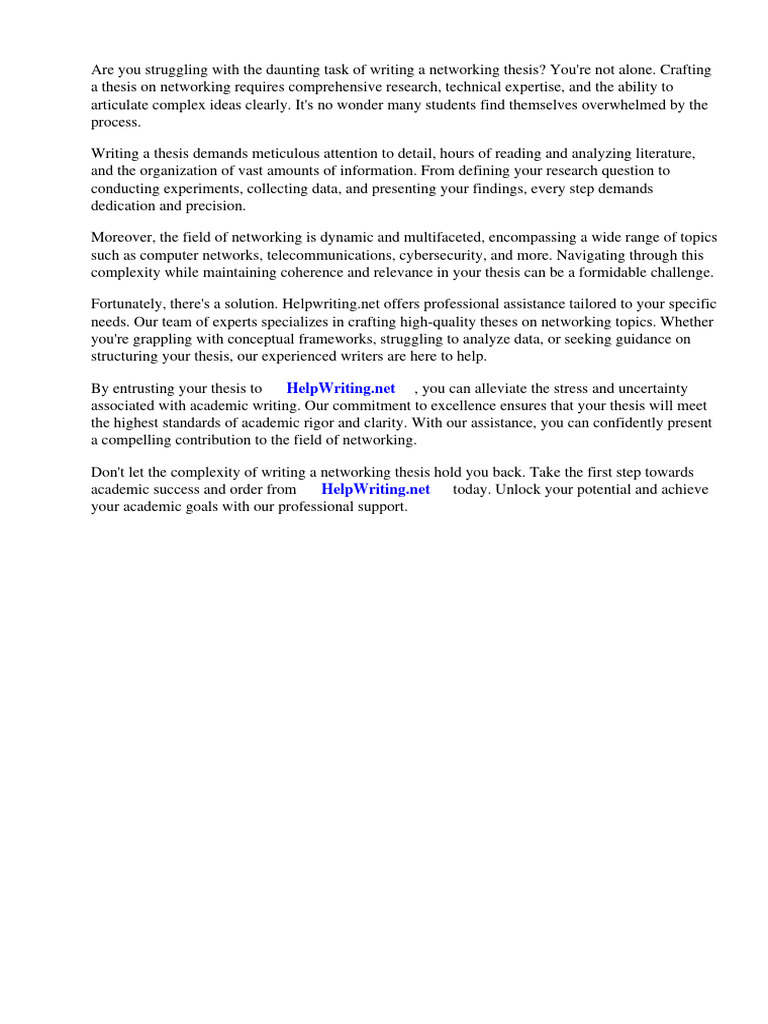 Networking Thesis Example | PDF | Computer Network | Internet