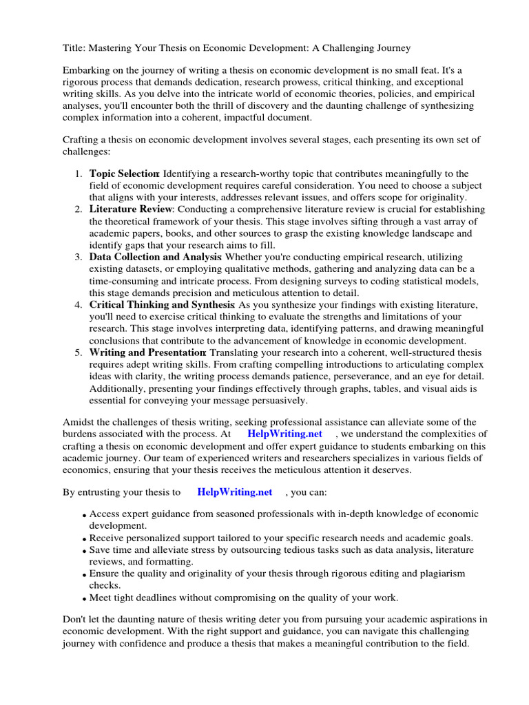Thesis Economic Development | PDF | Economics | Economic Growth