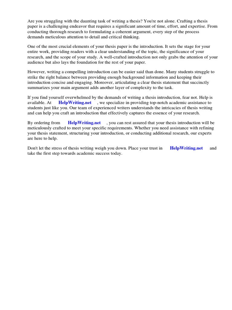 Thesis Paper Introduction Sample | PDF | Thesis | Academic Publishing