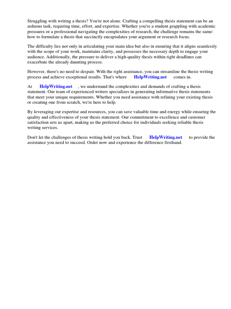Informative Thesis Statement Generator | PDF | Essays | Thesis