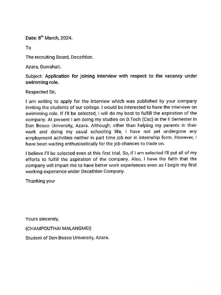 Application For Part Time Job | PDF