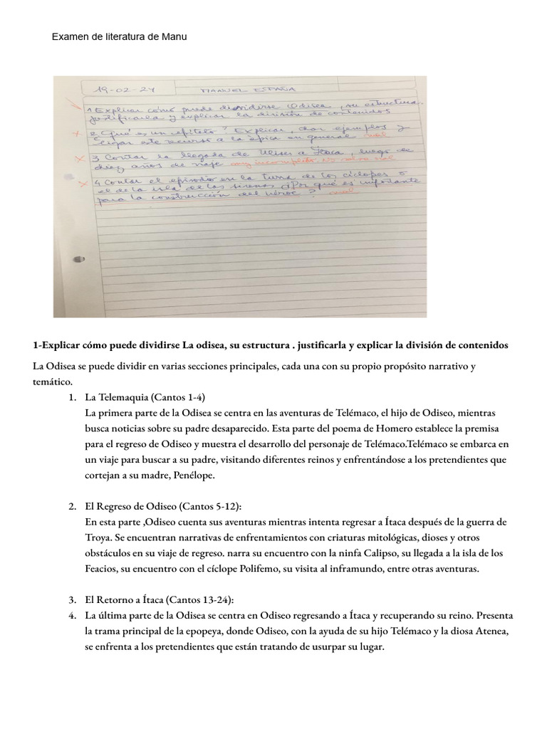 Examen de Manu (1) | PDF | Odiseo | Odisea