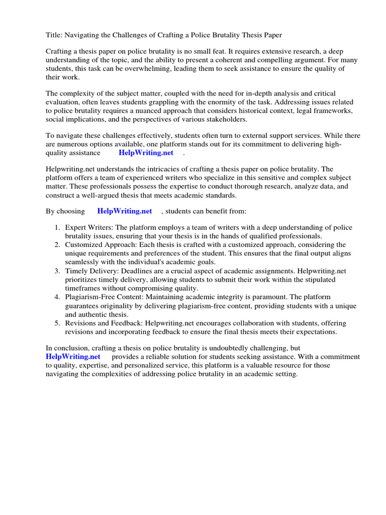 Police Brutality Thesis Paper | PDF | Police | Police Brutality