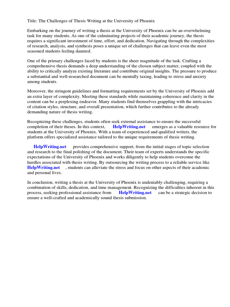 Thesis University of Phoenix | PDF