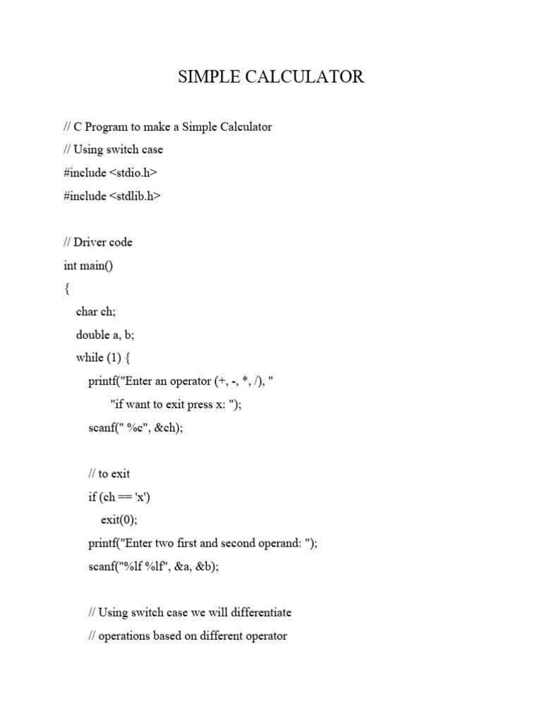 Simple Calculator 1 Pdf 