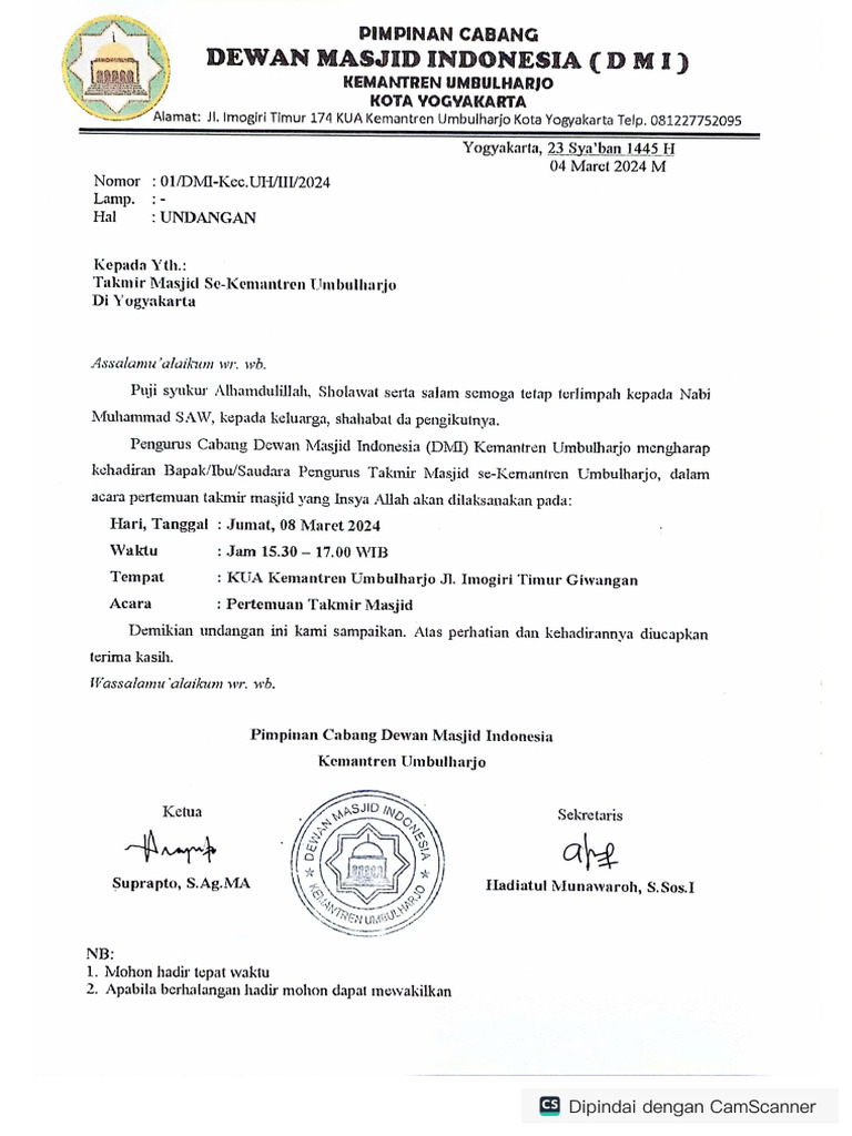 Undangan Takmir | PDF