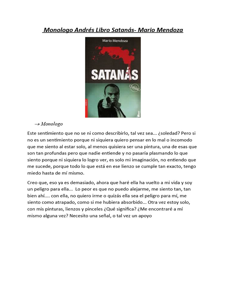 Monologo Andrés Libro Satanás - Mario Mendoza | PDF