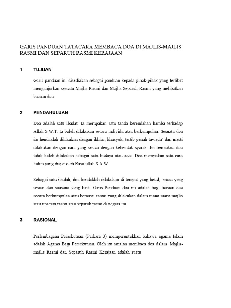Panduan Doa Rasmi | PDF