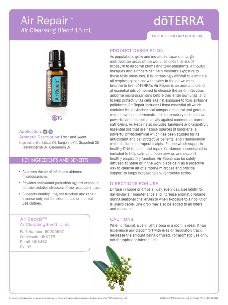 Doterra Air Repair Oil | PDF | Microorganism | Essential Oil
