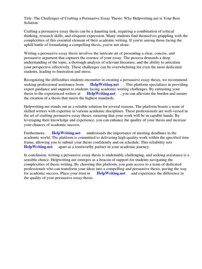 Persuasive Essay Thesis Format | PDF | Essays | Persuasion