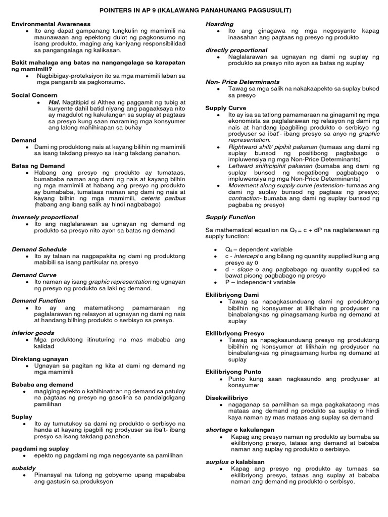Pointers in AP 9 Second Quarter | PDF