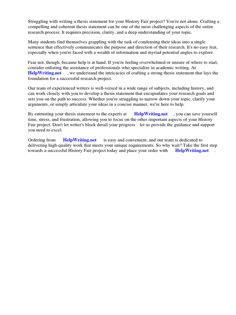 Thesis Statement History Fair | PDF | Essays | Thesis