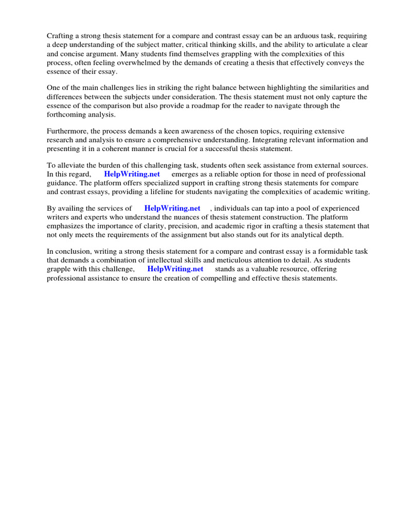 How To Write A Strong Thesis Statement For A Compare and Contrast Essay | PDF | Essays | Thesis