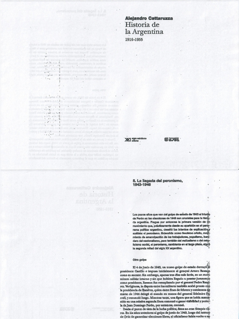 6 - CATTARUZZA. Alejandro. Historia de La Argentina (1616-1955) (Caps 8 ...