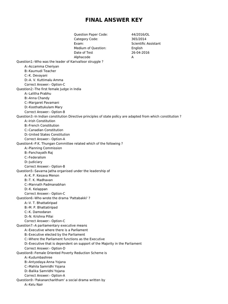 Scientific Assistant Chemistry Exam Key | PDF | Spectroscopy | Chemical ...