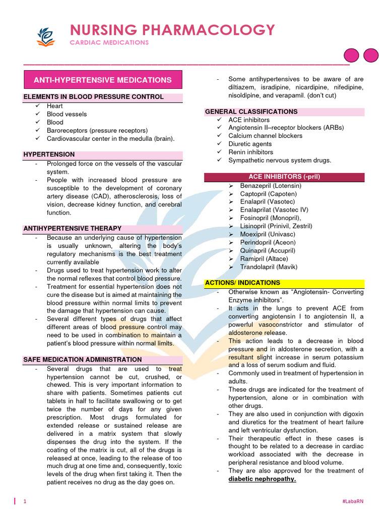 4. CARDIAC MEDICATIONS | PDF | Medical Specialties | Hypertension