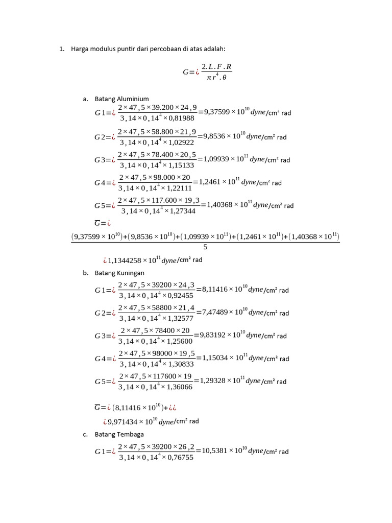 Harga Modulus Puntir | PDF