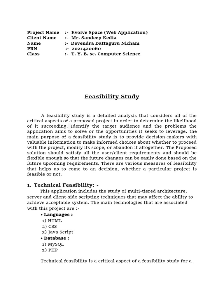 Feasibility Study | PDF | Feasibility Study | World Wide Web