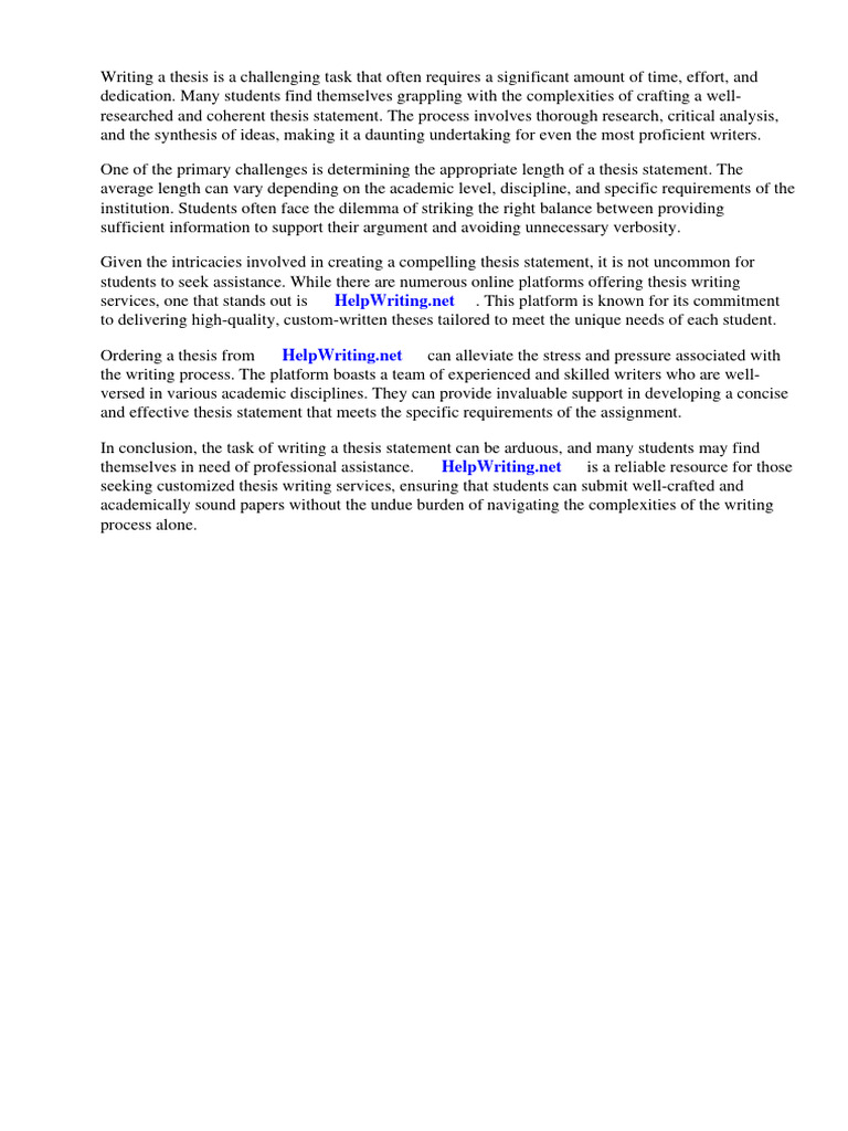 How Long Is The Average Thesis Statement | PDF | Essays | Thesis