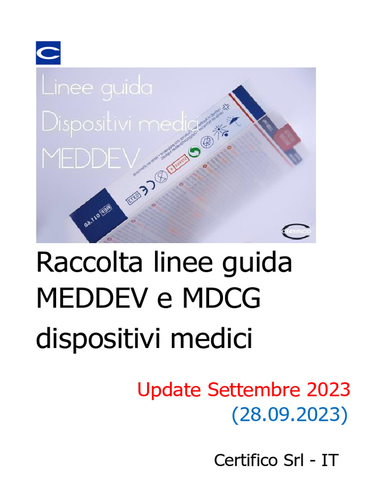 Linee Guida MEDDEV e MDCG Dispositivi Medici | PDF | Medical Device ...
