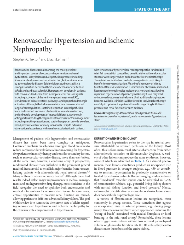9 Renovascular Hypertension and Ischemic | PDF | Hypertension | Ischemia