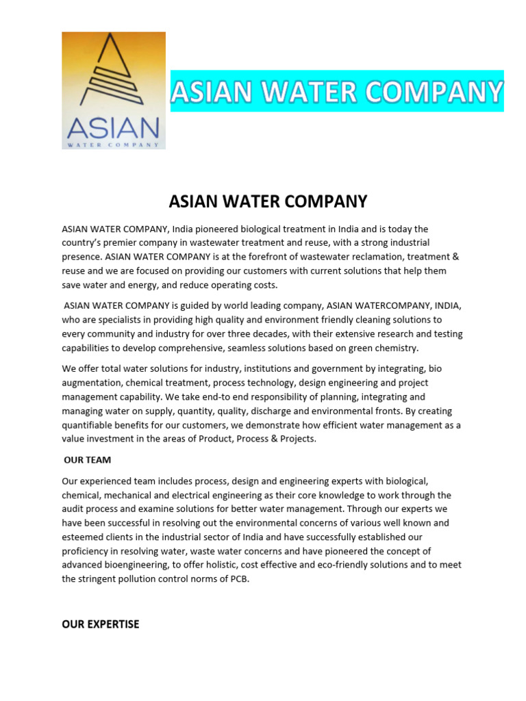 Asian Water Company Profile | PDF