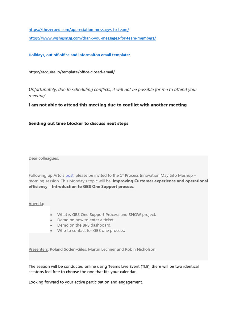 Email & Meeting Invite Sample | PDF | Communication | Human Communication