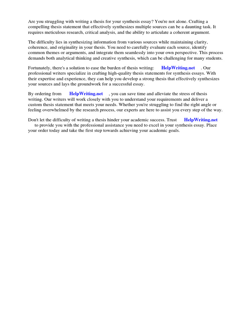 How To Make A Good Synthesis Essay | PDF | Essays | Cognition