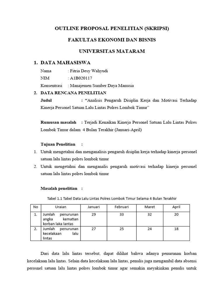 Outline 1 - Fitria Desy Wahyudi (A1b020117) | PDF