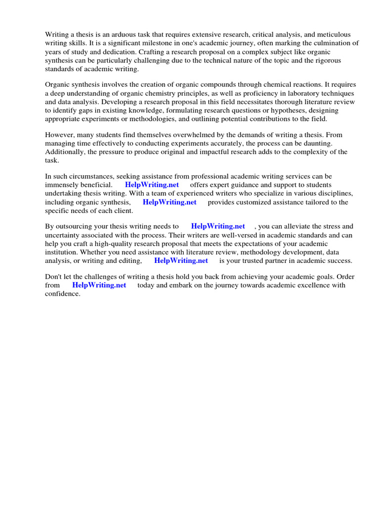 Research Proposal On Organic Synthesis | PDF