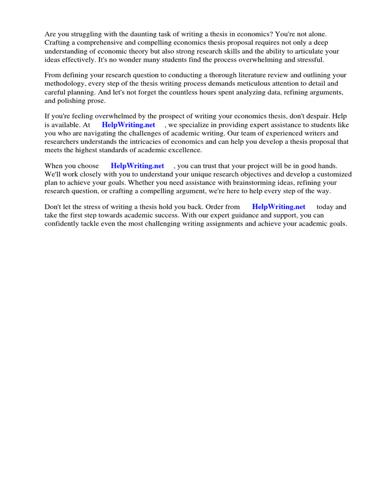 Economics Thesis Proposal Format | PDF | Thesis | Economics