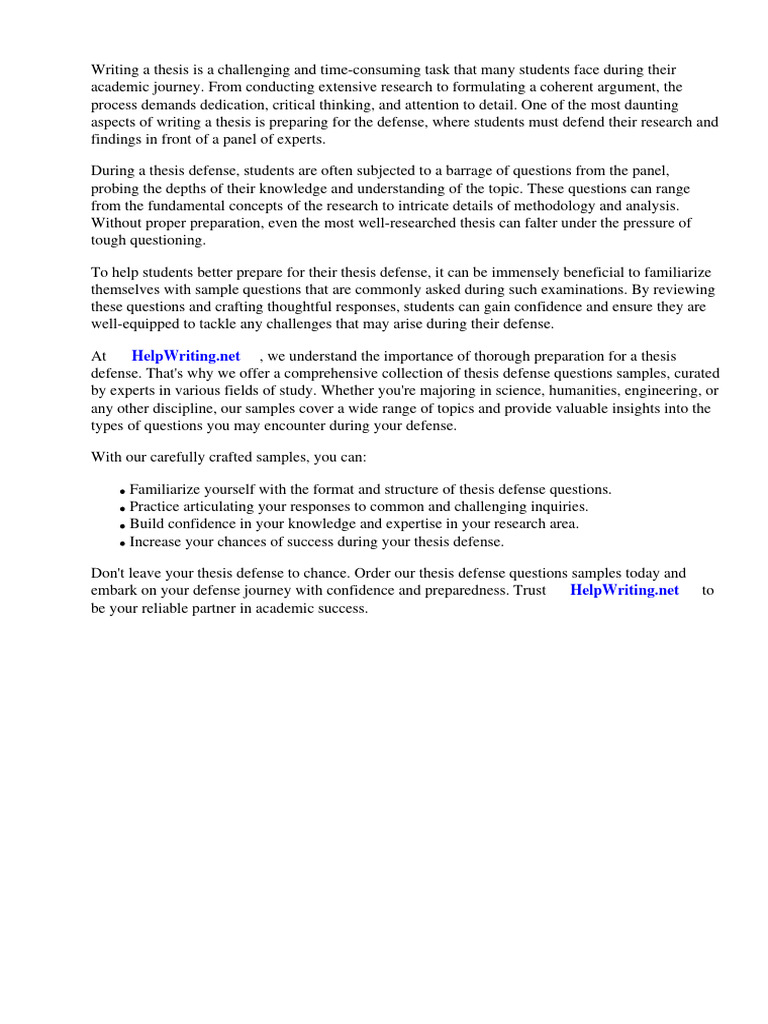 Thesis Defense Questions Samples | PDF | Thesis | Methodology