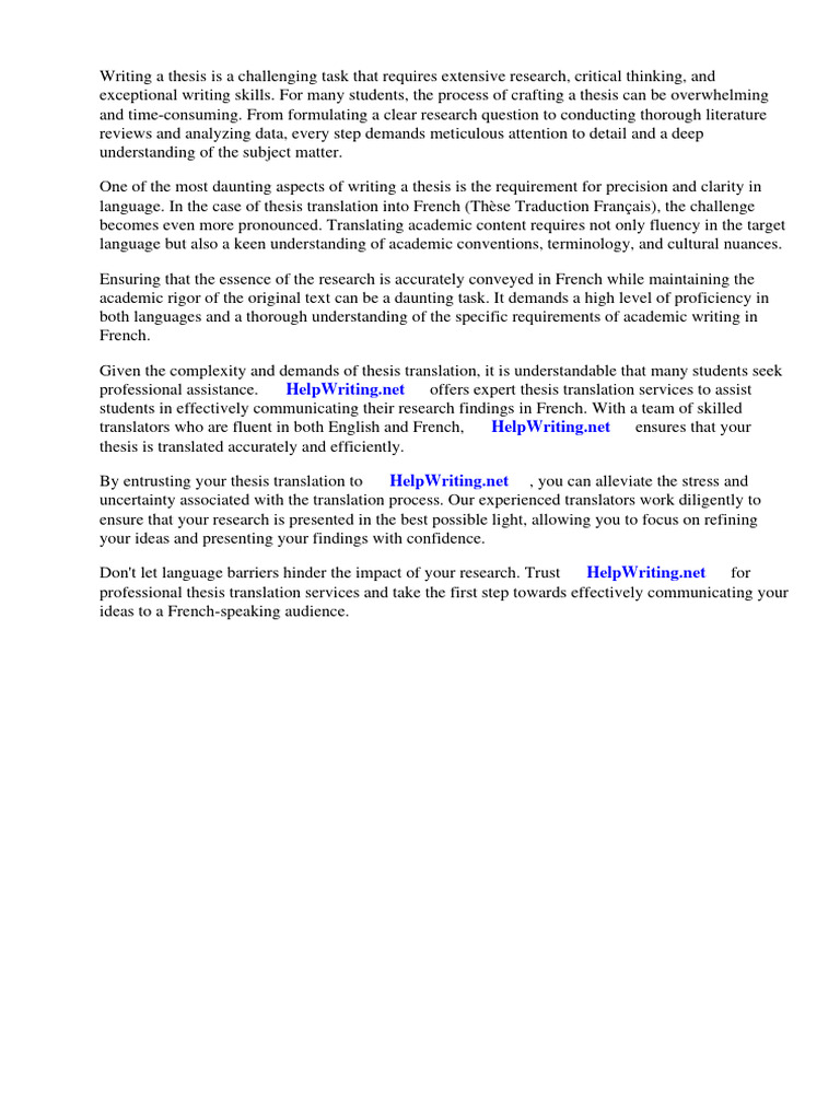 Thesis Traduction Francais | PDF | Translations | Fluency