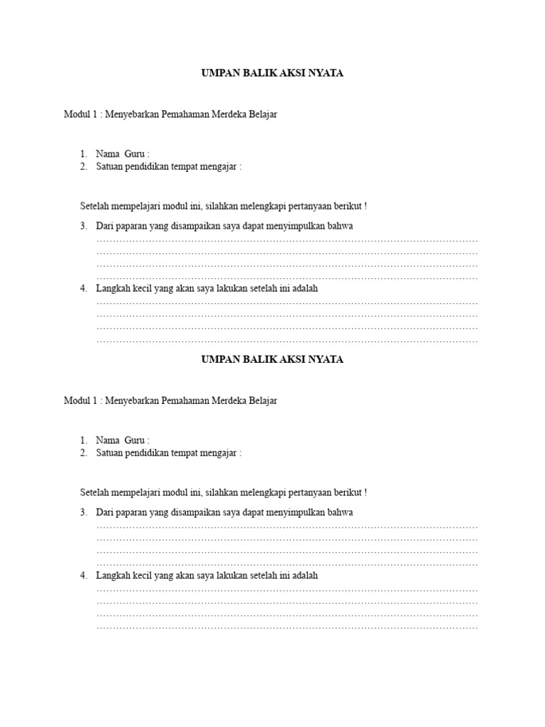 Contoh Umpan Balik Aksi Nyata | PDF | Karier & Perkembangan