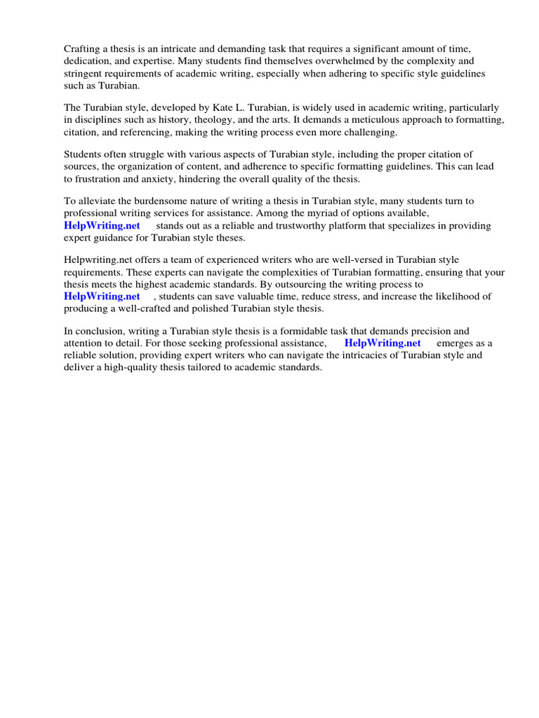Turabian Style Thesis Example | PDF | Citation | A Manual For Writers ...