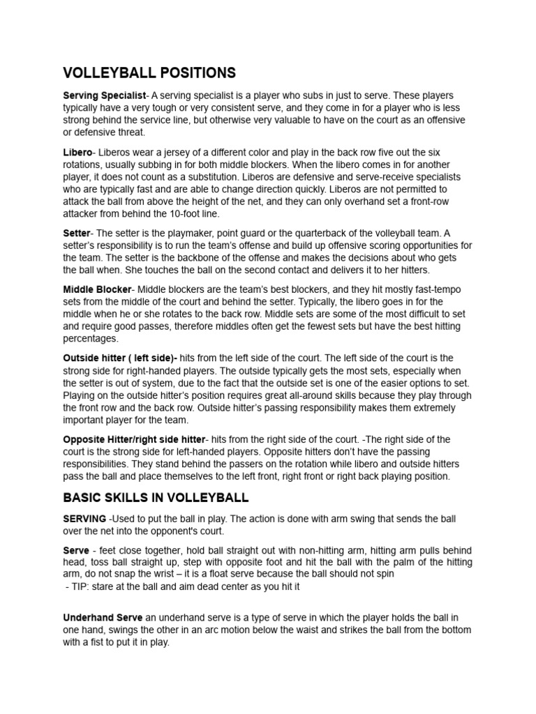 Pe 4 Volleyball Handouts | PDF