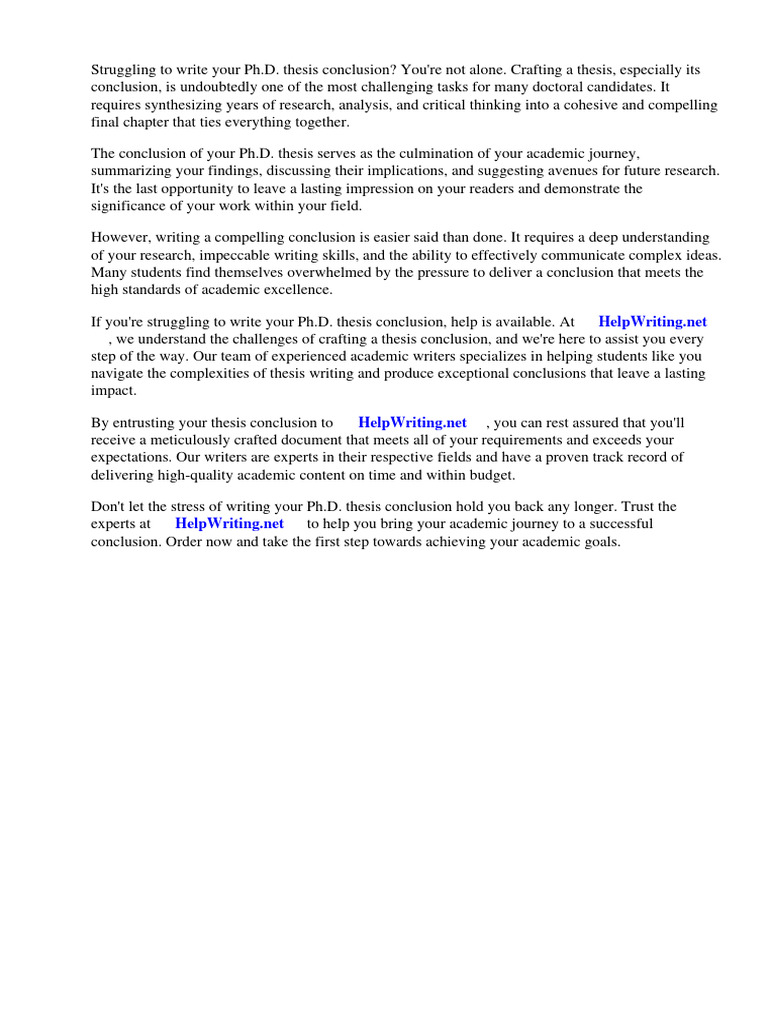 PHD Thesis Conclusion Example Download Free PDF Thesis Methodology