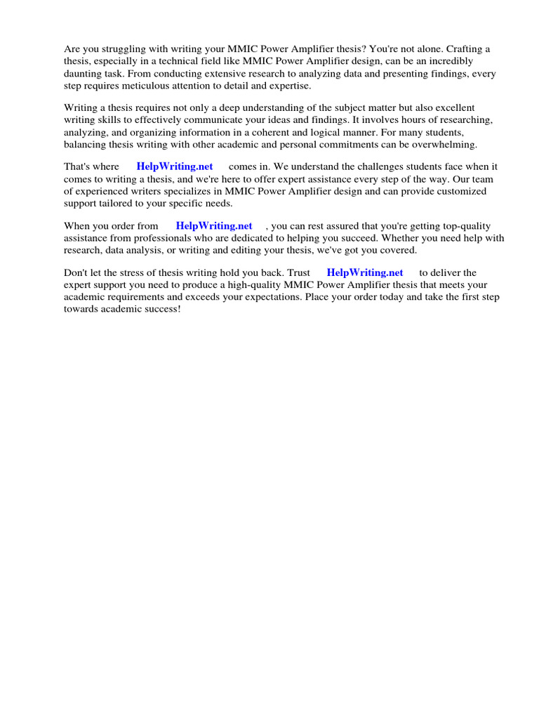 Mmic Power Amplifier Thesis | PDF | Amplifier | Field Effect Transistor