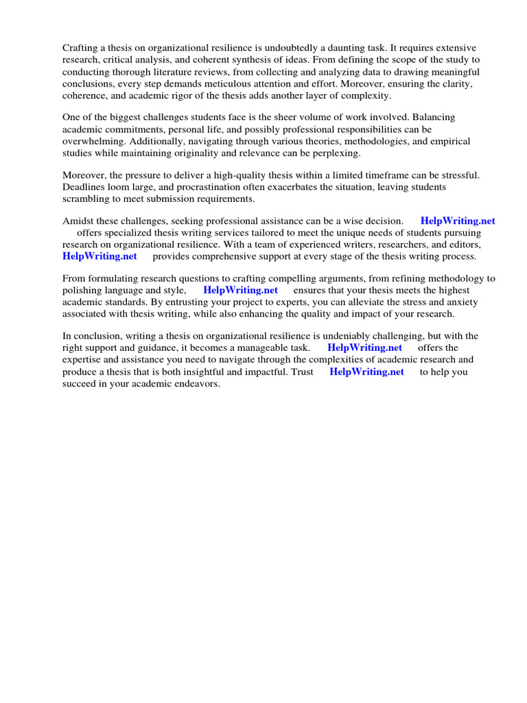 Organizational Resilience Thesis | PDF | Psychological Resilience | Mental Health